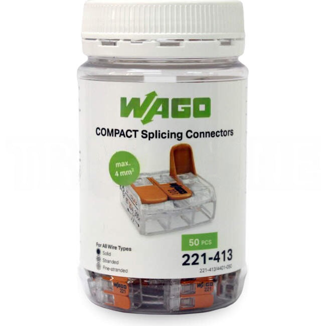 WAGO 4mm COMPACT Splicing Connector for 3 Conductors Jar of 50 – All ...