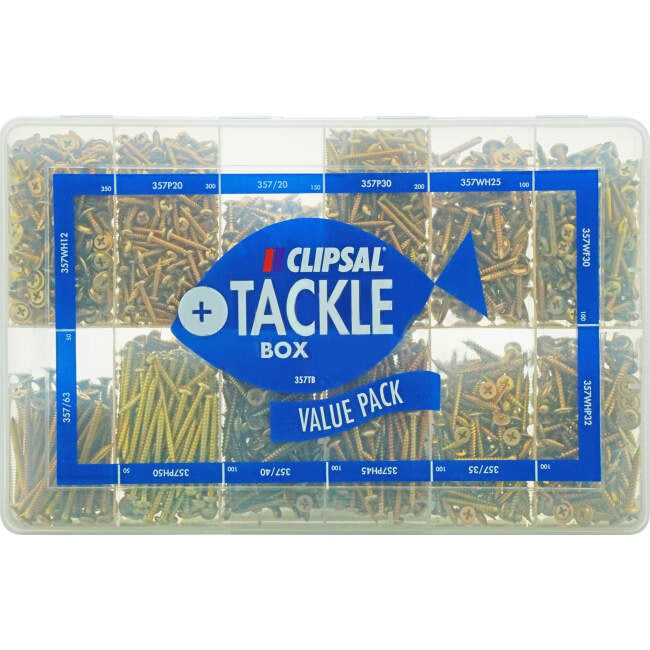 Clipsal 310mm 12 Compartment Tackle Box 1700 Assorted x Screw Pack ...