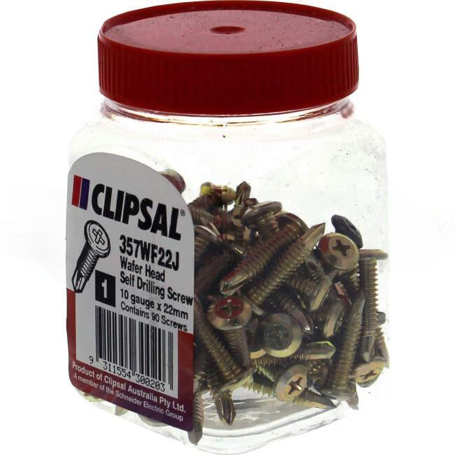 Clipsal 10 Gauge x 22mm Self Drill Wafer Head Screw 90 Jar – All LED Direct