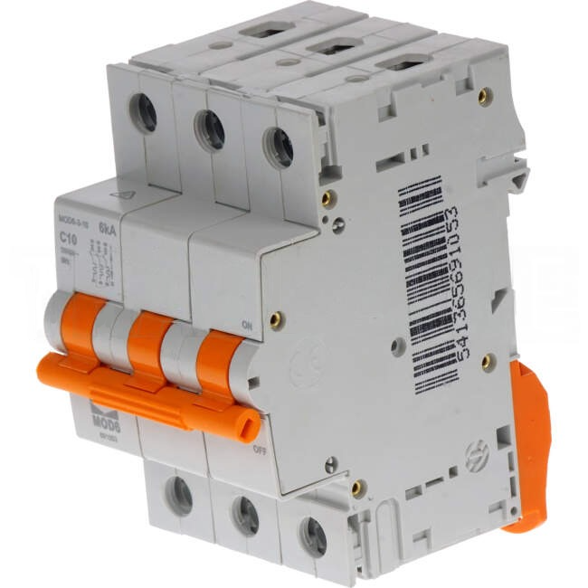 NHP 10 Amp MOD6 Miniature Circuit Breaker MCB C Curve 3 Pole 6kA – All ...
